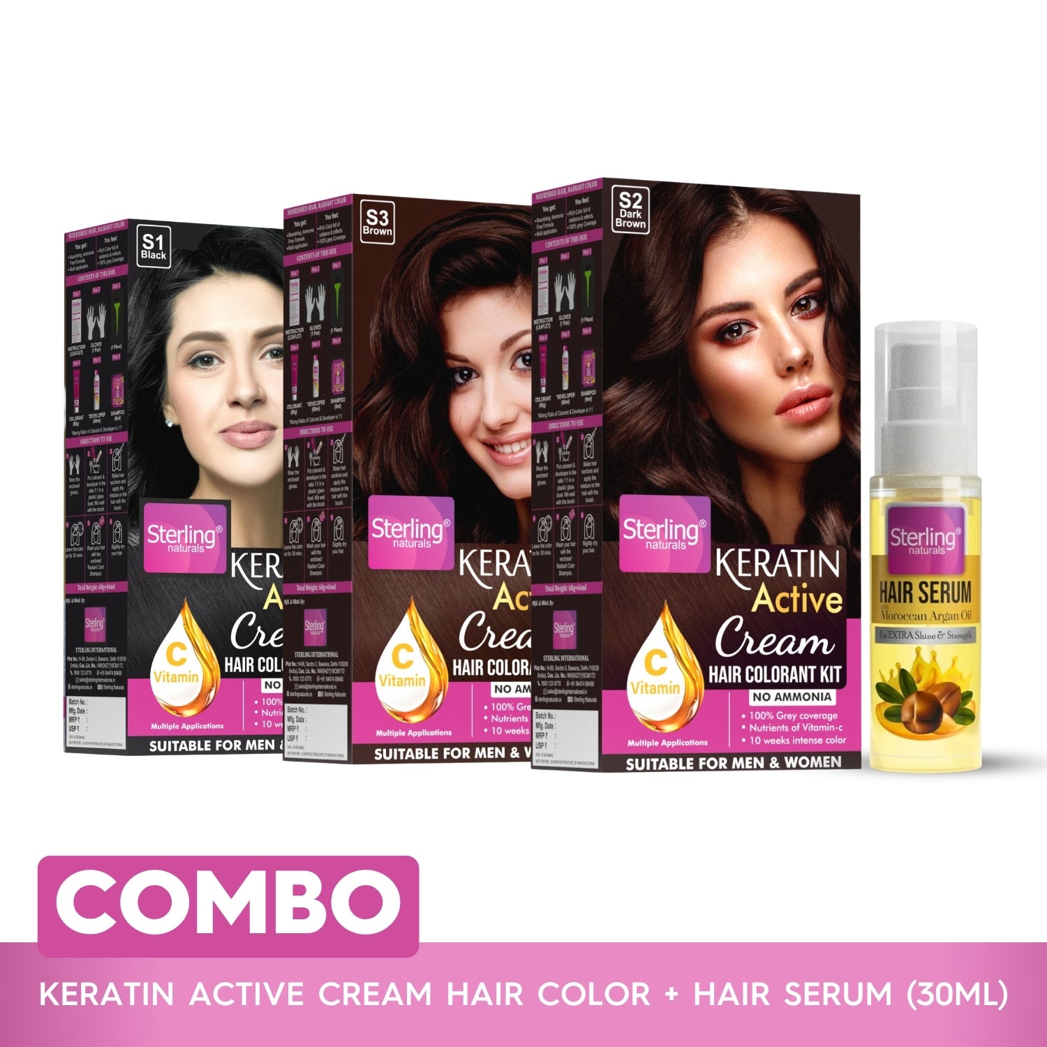 Color & Care Combo – Ammonia-Free Hair Color (60g+66ml) + Frizz Contro ...